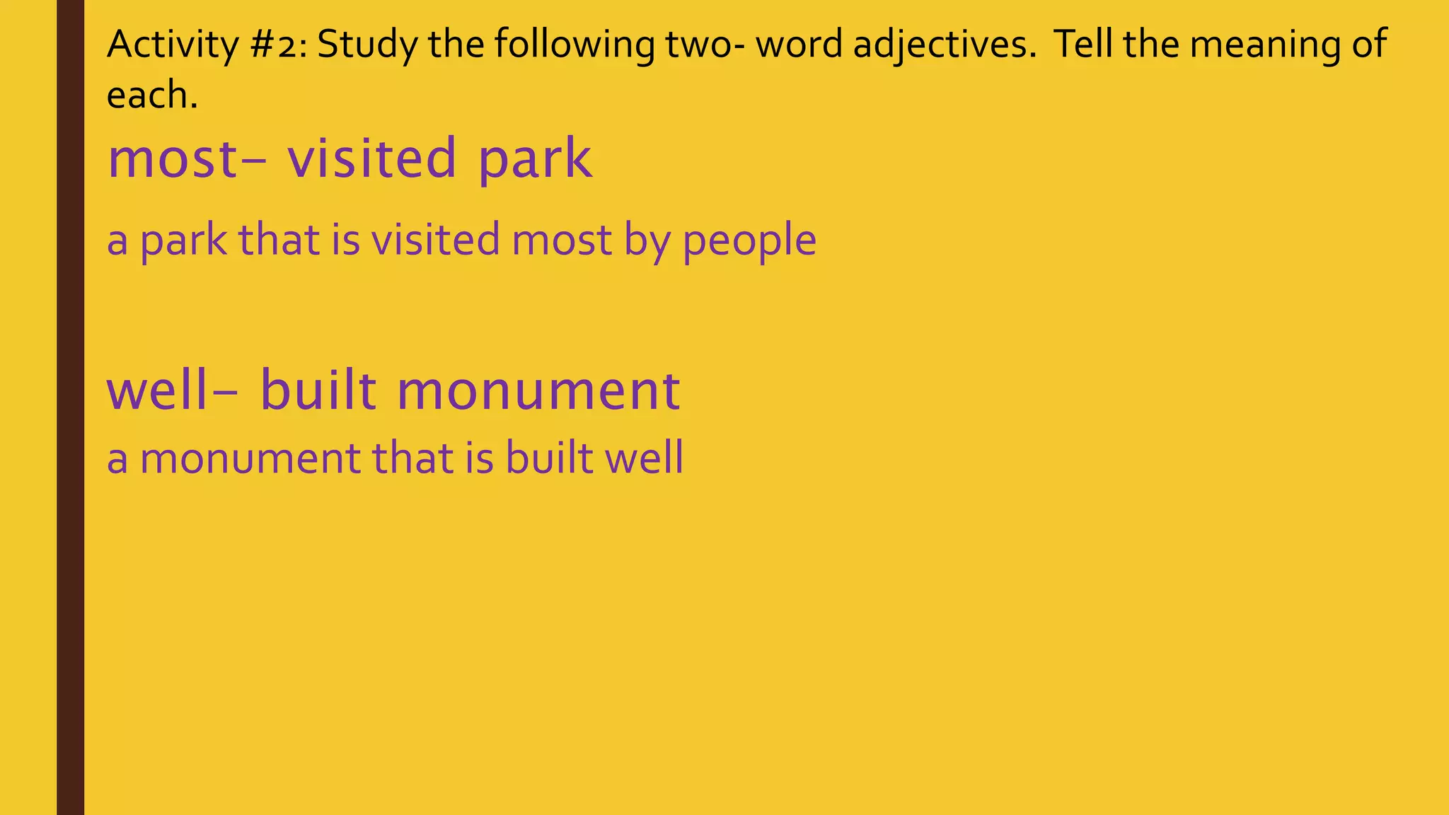 Compound Adjectives: Two- word adjectives | PPTX