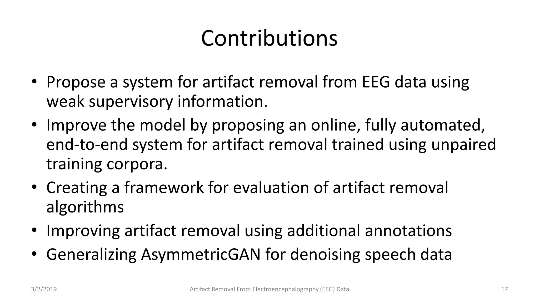 Two Algorithms for Weakly Supervised Denoising of EEG Data | PPT