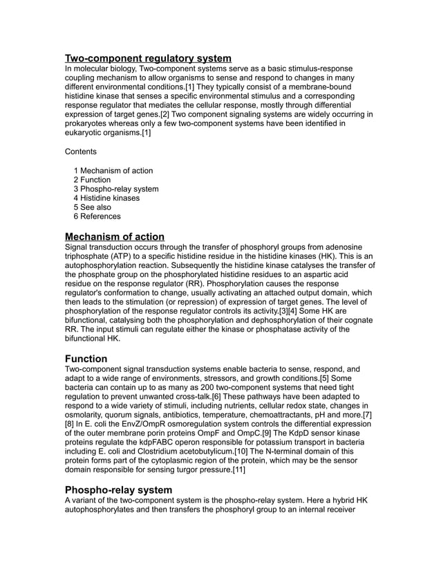 Two component regulatory system | RTF