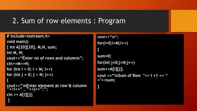 Two dimensional arrays | PPTX