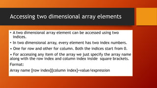 Two dimensional arrays | PPTX