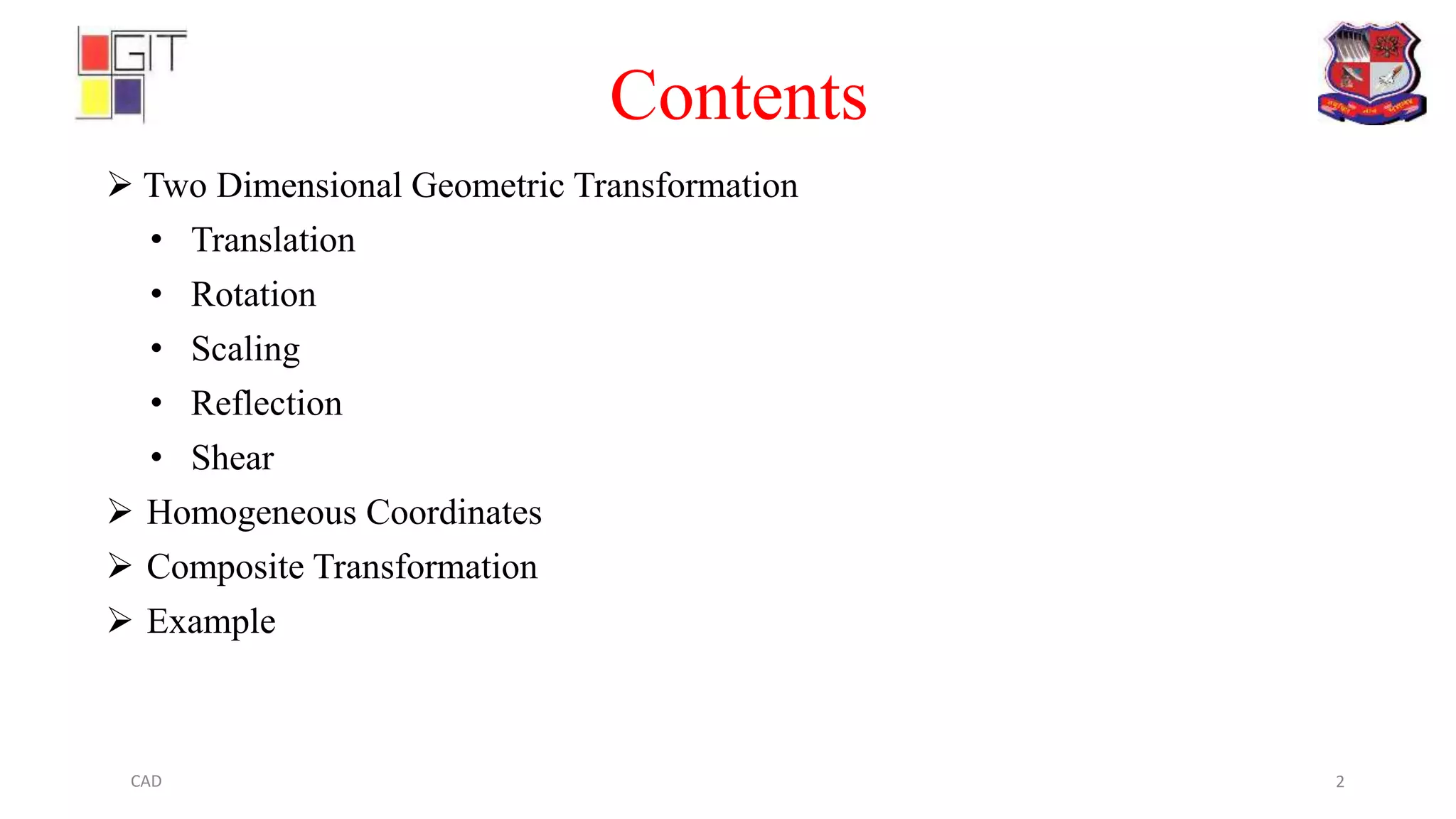 Two dimensional geometric transformation | PPTX