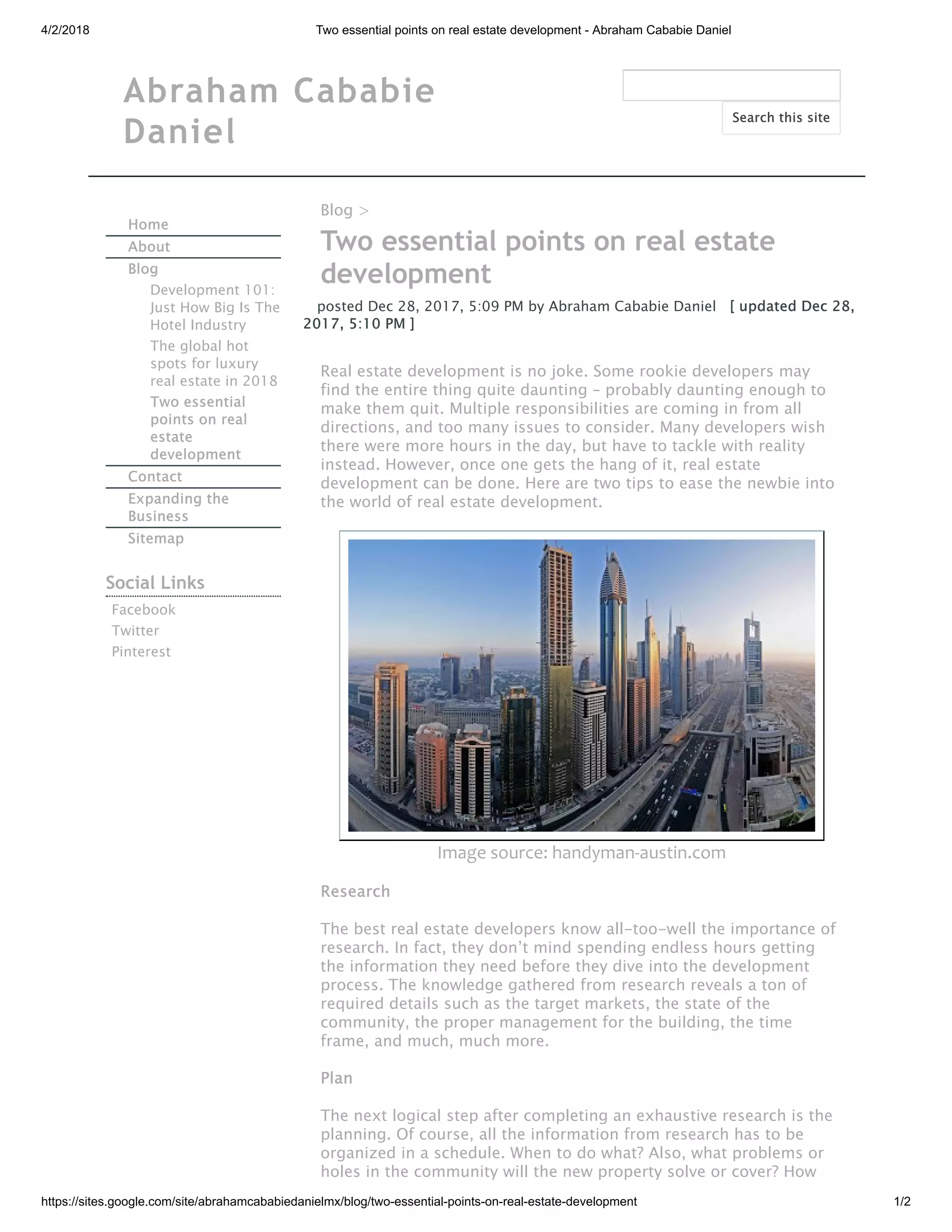 Two essential points on real estate development abraham cababie daniel | PDF