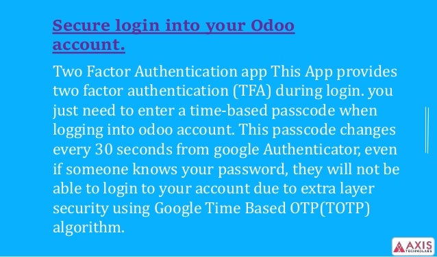 Google authenticator odoo two factor authentication (2FA) login security | PPT
