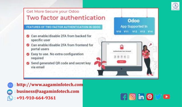 Two factor authentication,Google authenticator in odoo | PPTX