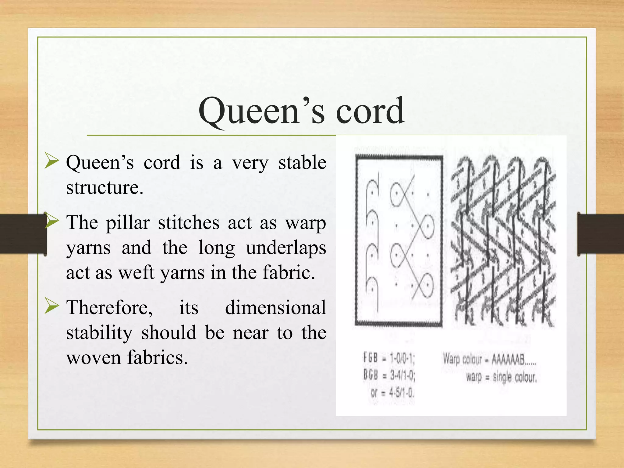 Feature and properties of two guide bar warp knit designs | PPT