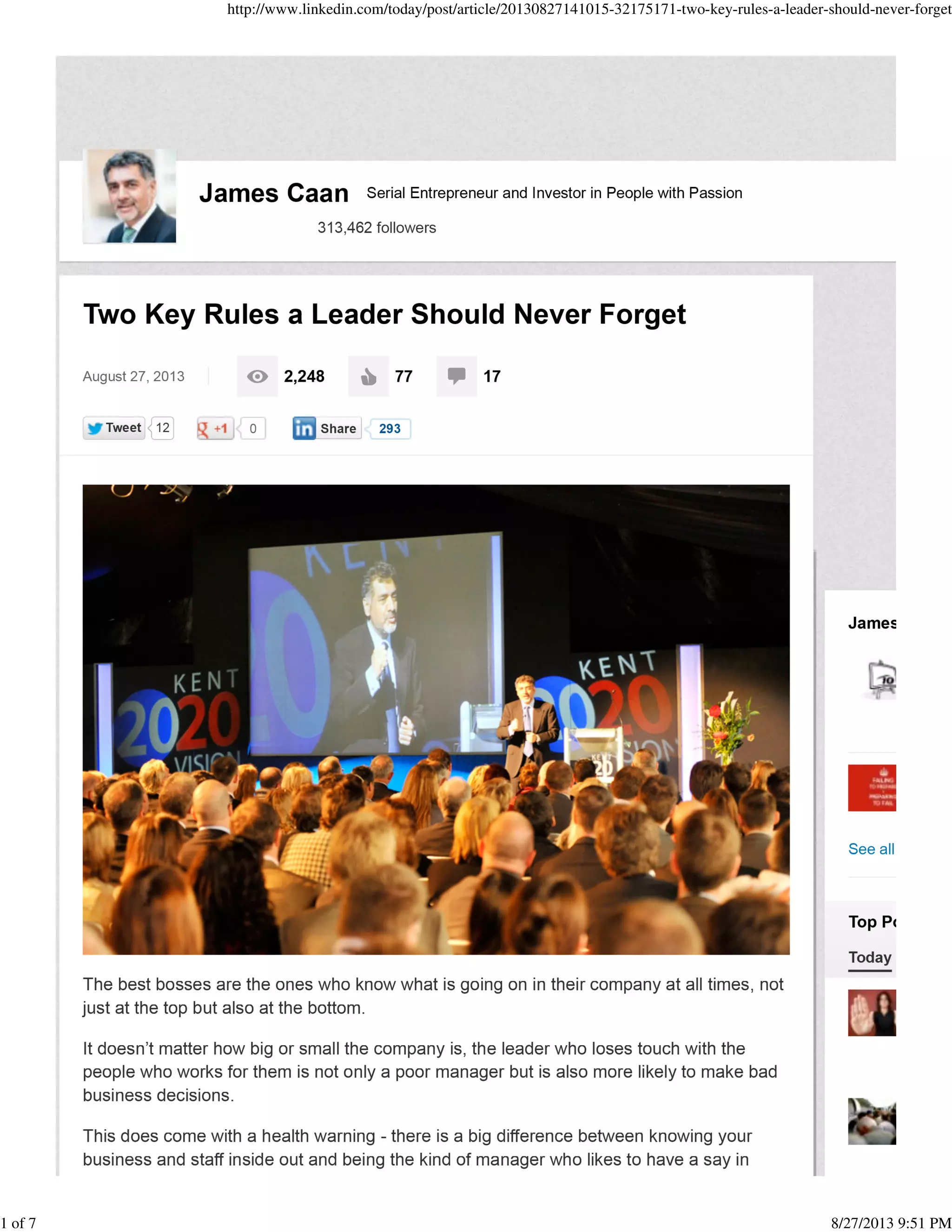Two key rules a leader should never forget linked in | PDF