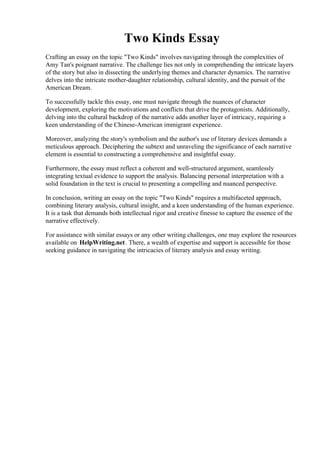 Two Kinds Essay | PDF