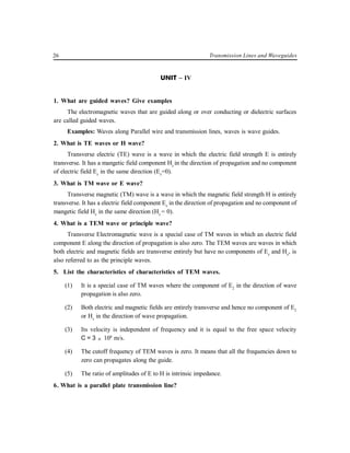 Transmission lines and waveguides -Two marks | PDF