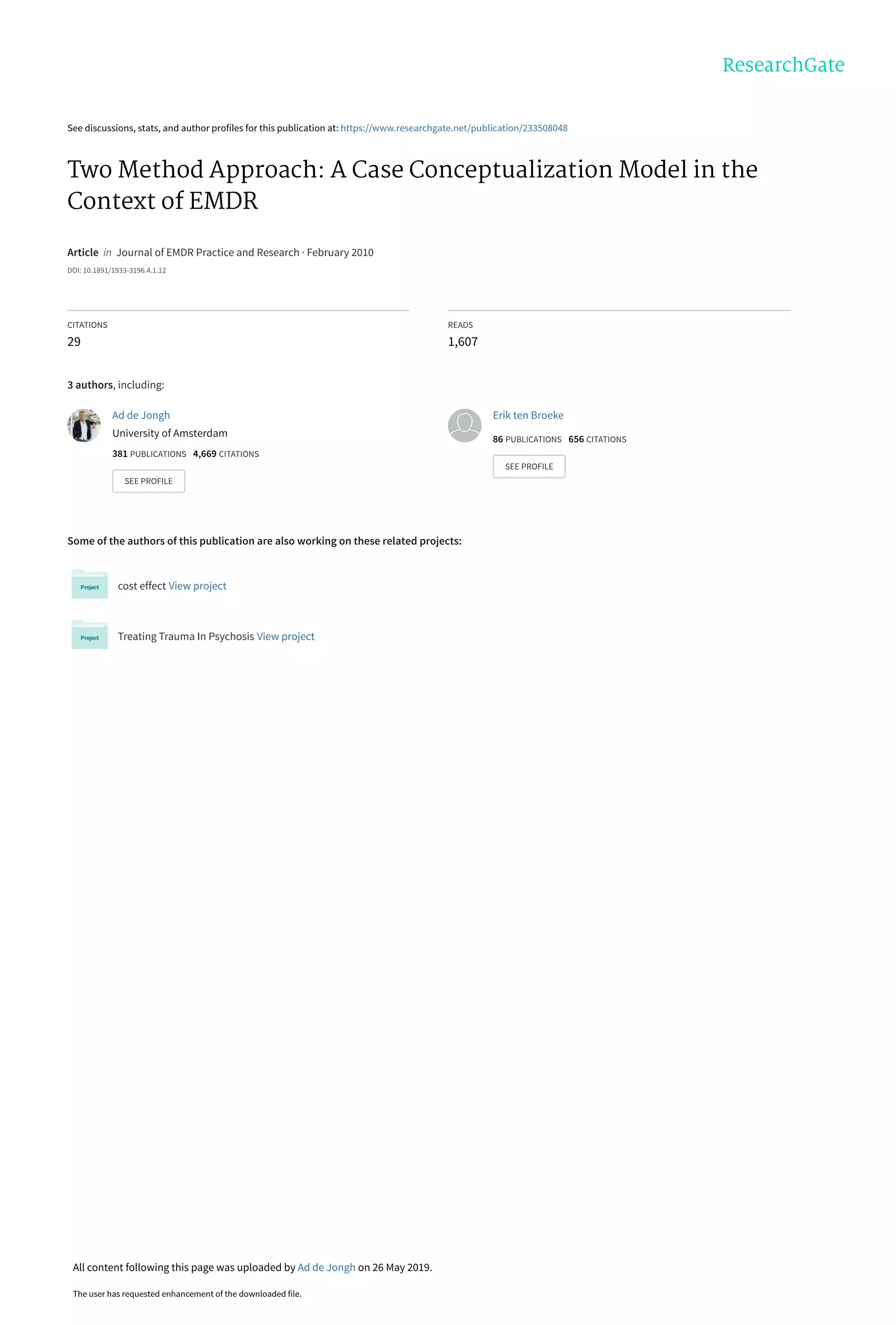 Two method approach: A case conceptualization Model in the context of ...