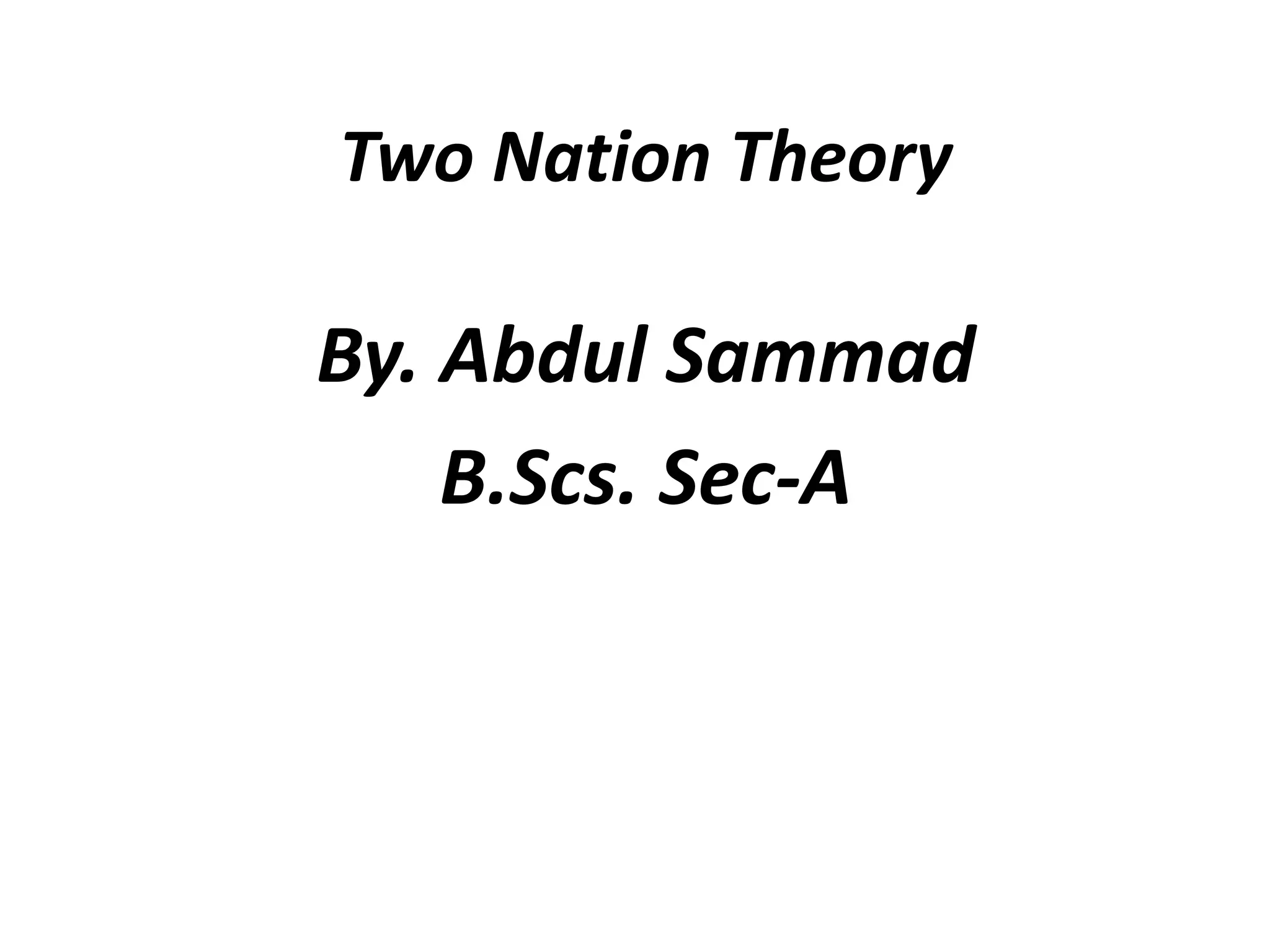 Two nation Theory | PPTX | Hinduism | Religion & Spirituality