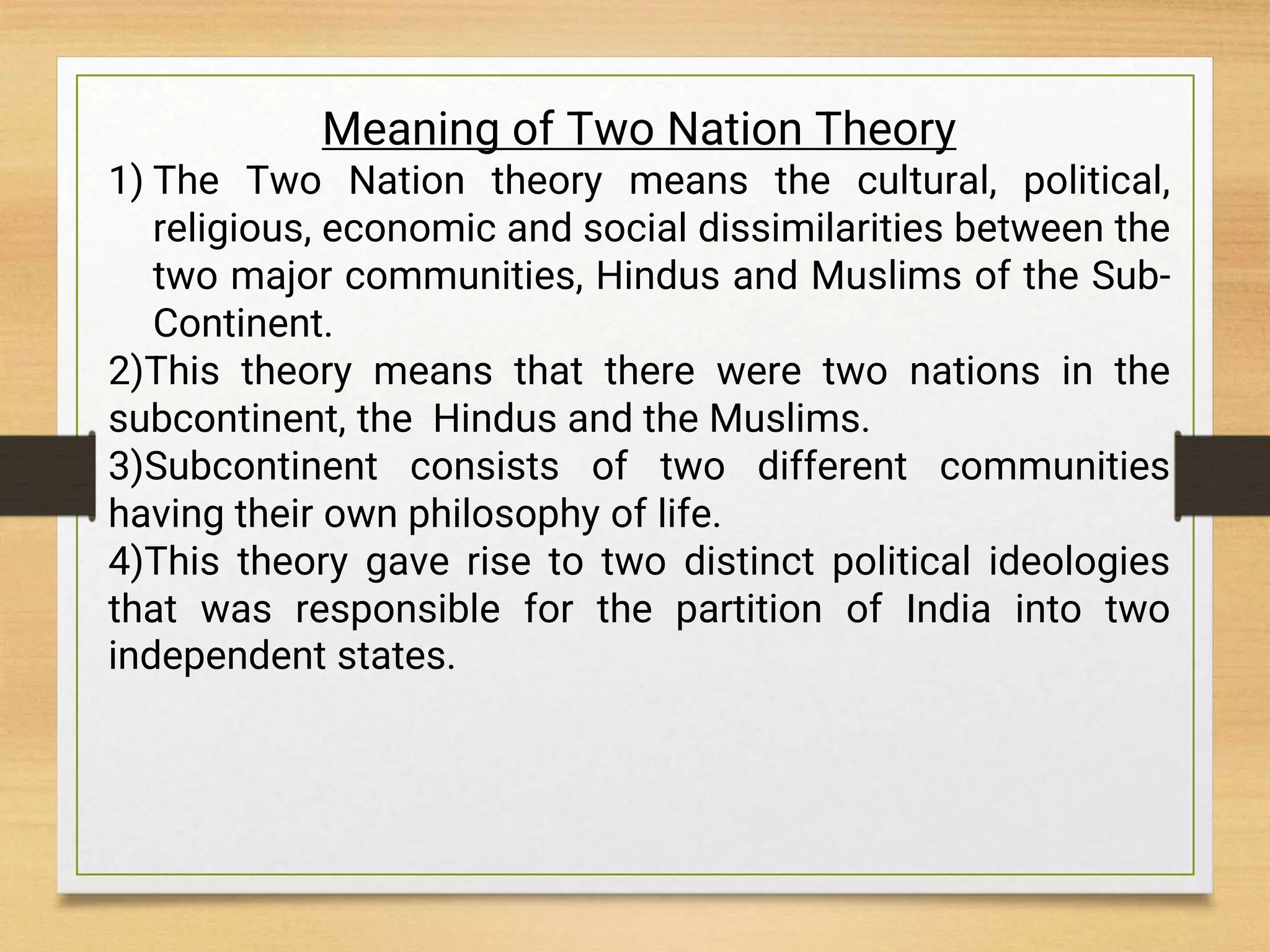 Two nation theory. | PPTX