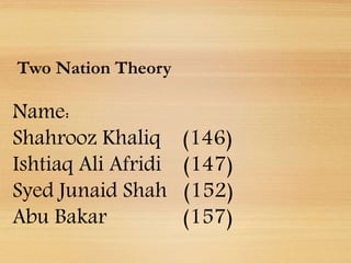 Two nation theory. | PPTX