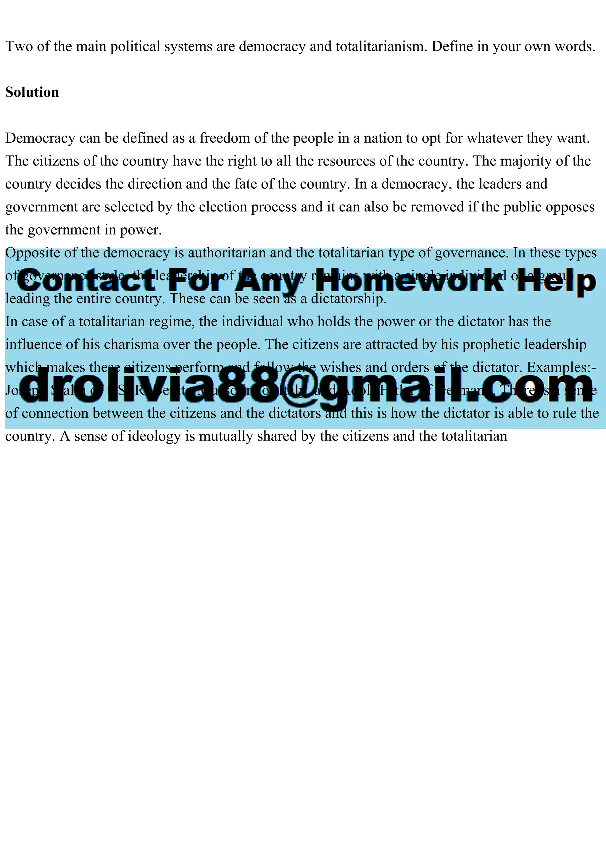 Two of the main political systems are democracy and totalitarianism..pdf