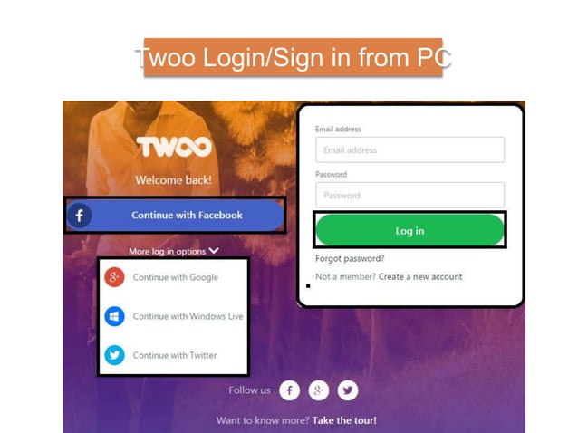 Twoo login Sign Up Process | PPT