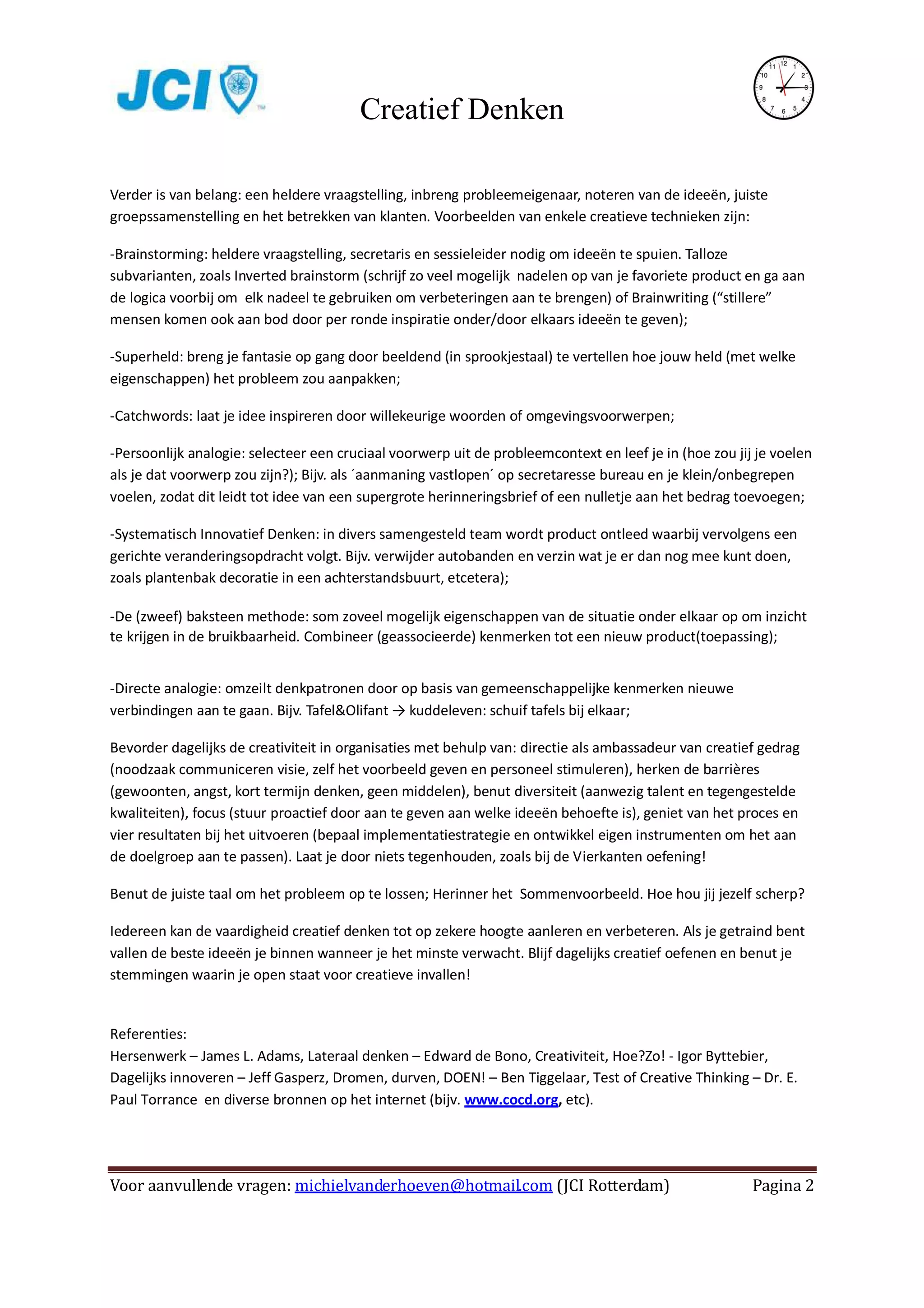 Two pager creatief denken (NL) | PDF