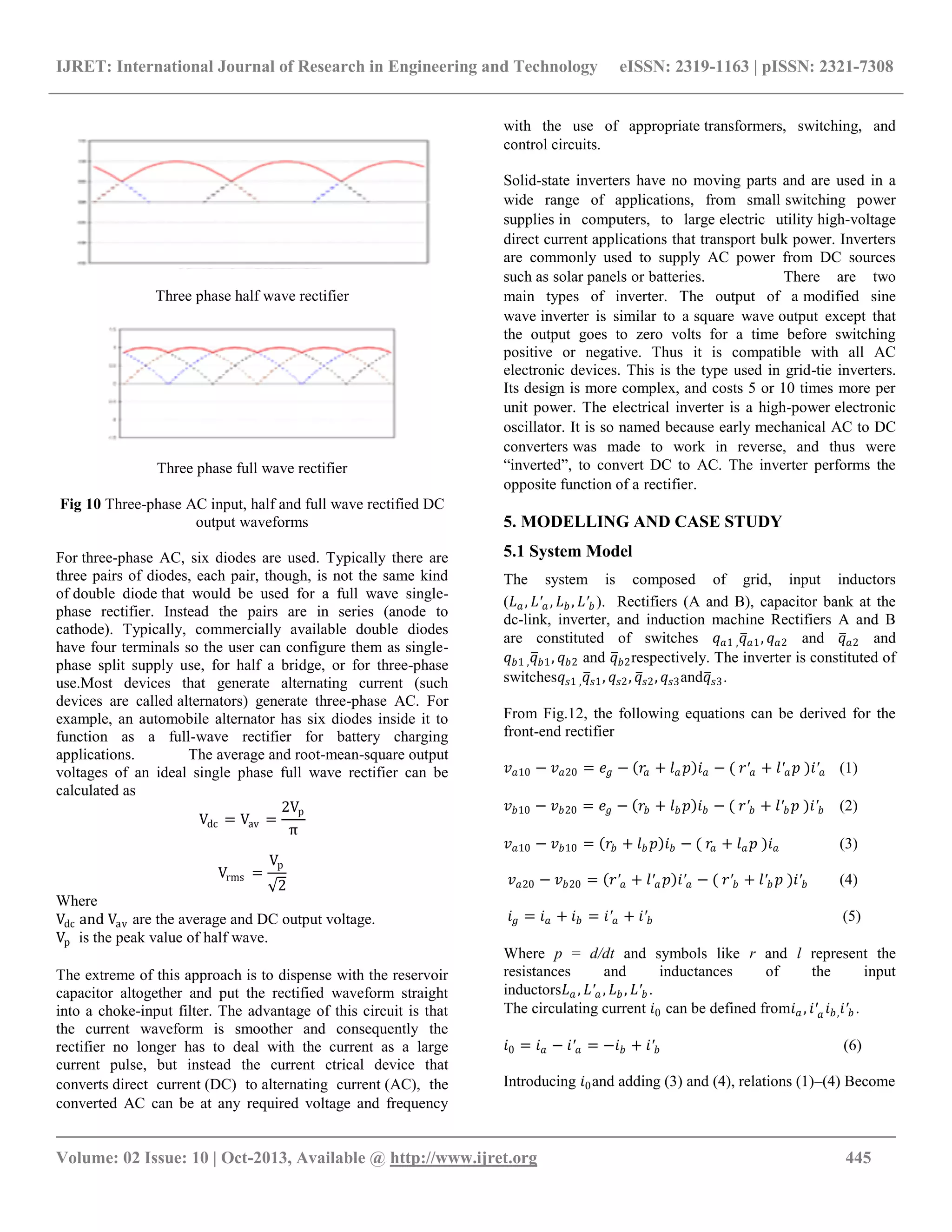 Two parallel single phase rectifiers by using single phase to three phase induction motor | PDF