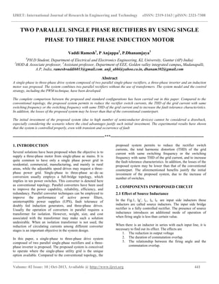 Two parallel single phase rectifiers by using single phase to three phase induction motor | PDF