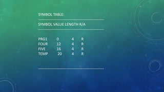 Two pass Assembler | PPTX | Programming Languages | Computing