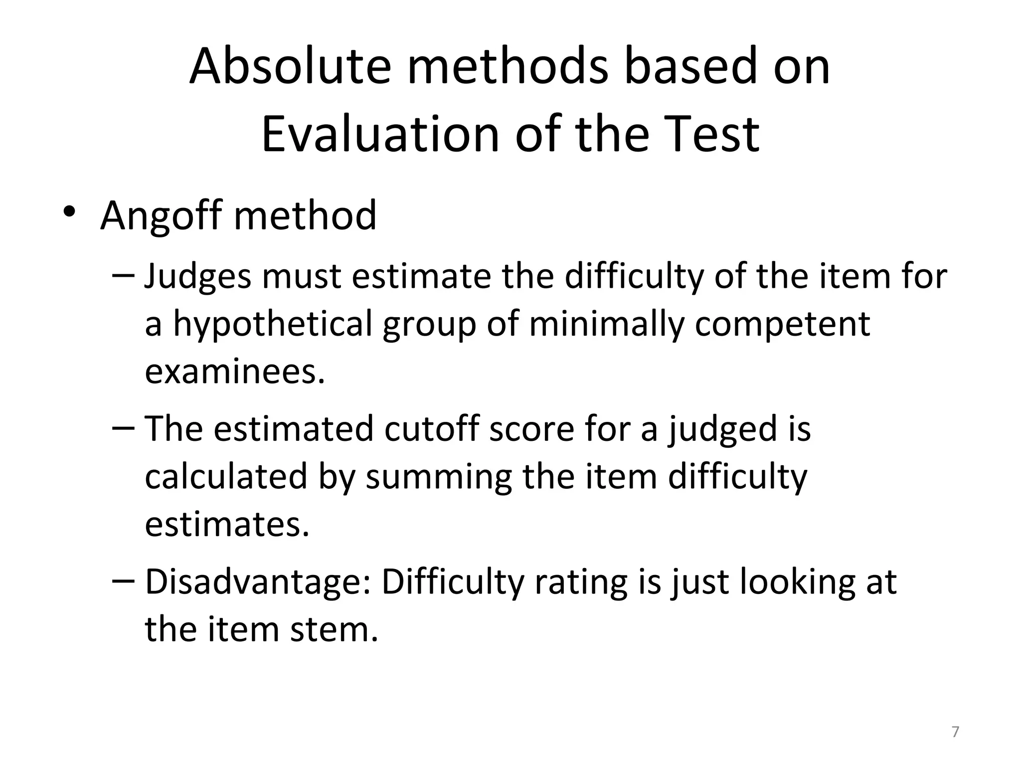 Two phases of establishing cutoff score | PPT