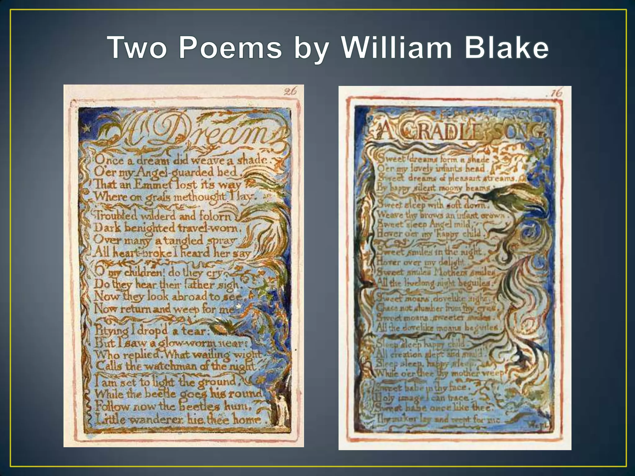 Two poems by william blake | PPTX | Poetry | Books and Literature