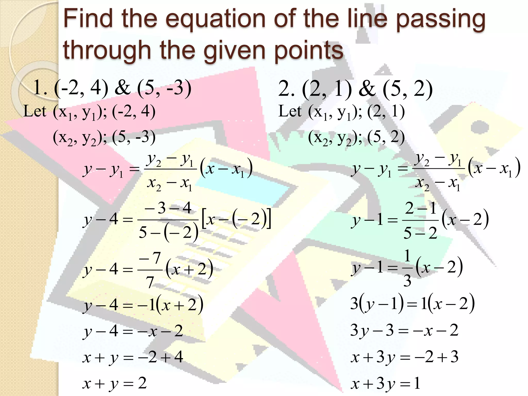 Two point form Equation of a line | PPTX