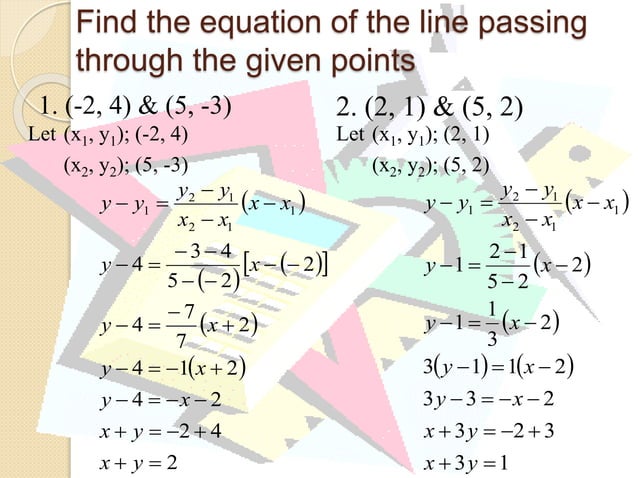 Two point form Equation of a line | PPTX | Physics | Science