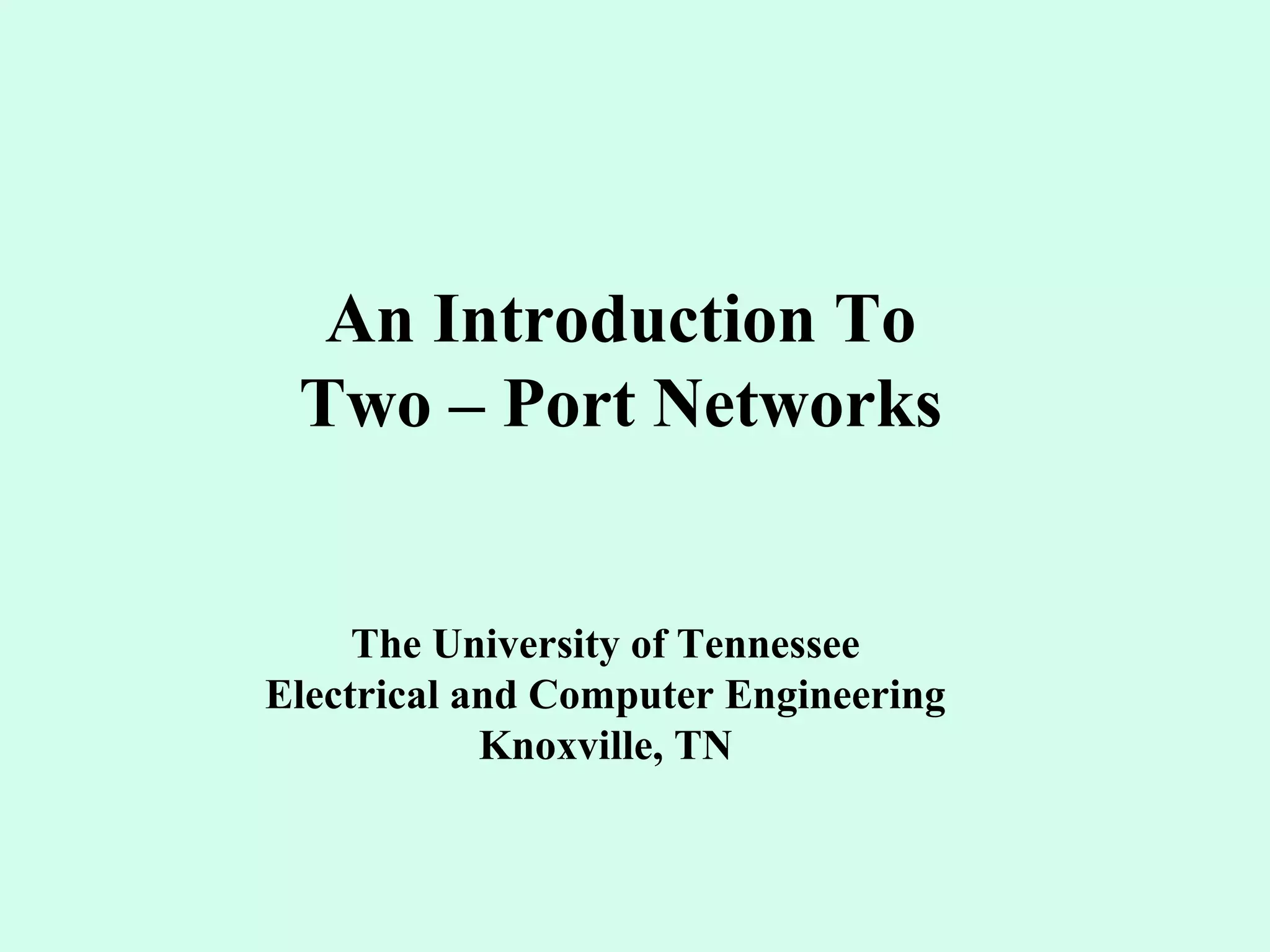 Two port networks | PPT