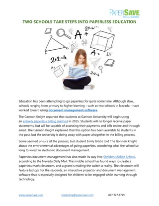 Two schools take steps into paperless education | PDF