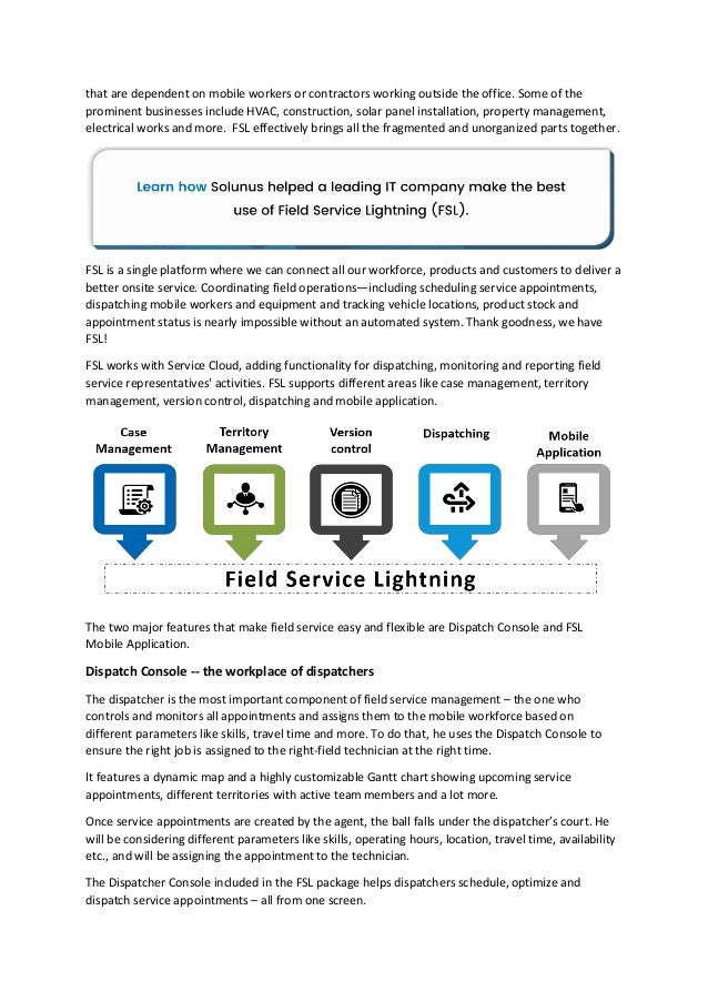 Two significant features of field service lightning – dispatch console & mobile app | PDF