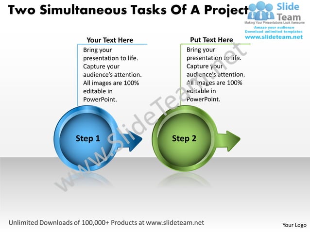 Two simultaneous tasks of project production flow charts power point ...