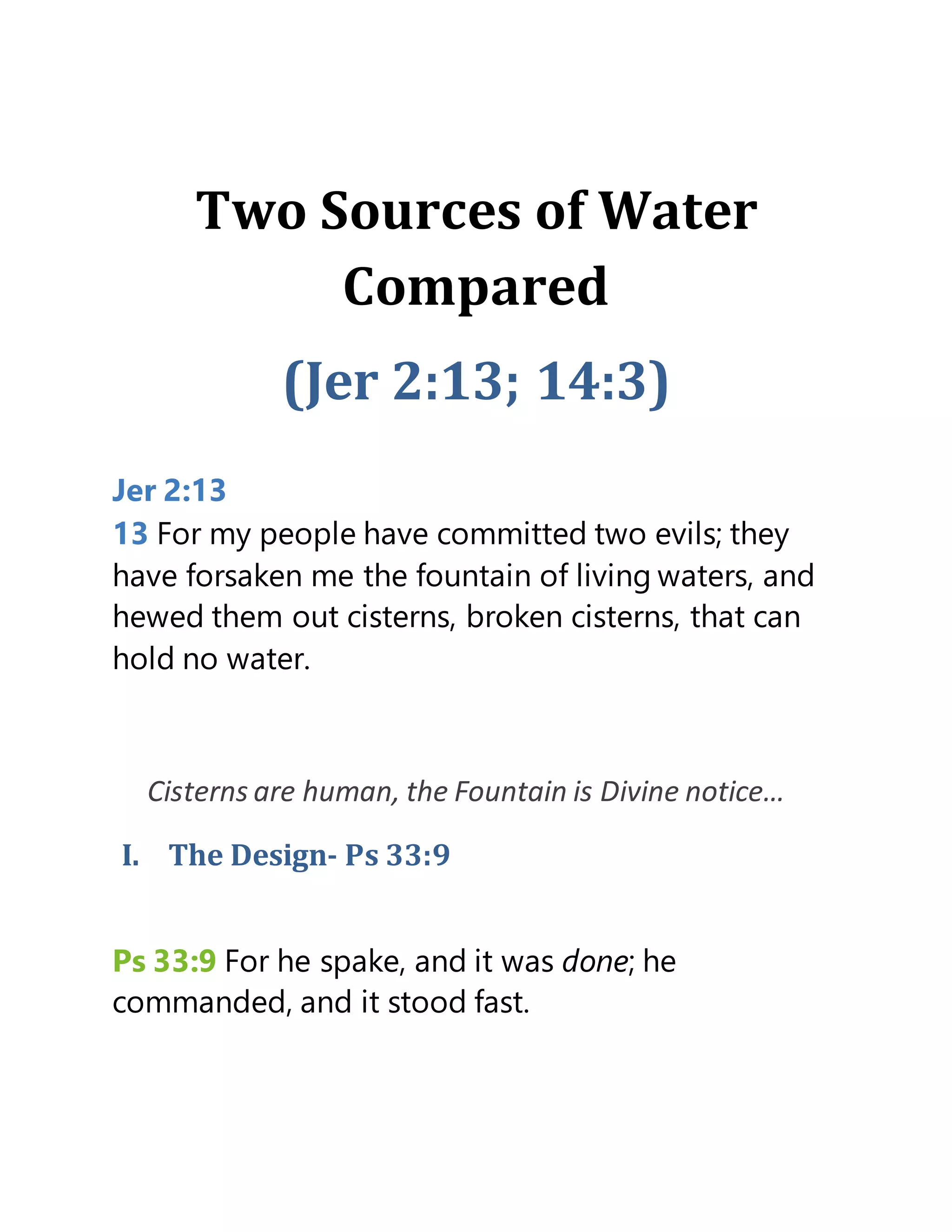 Two Sources of Water Compared | PDF
