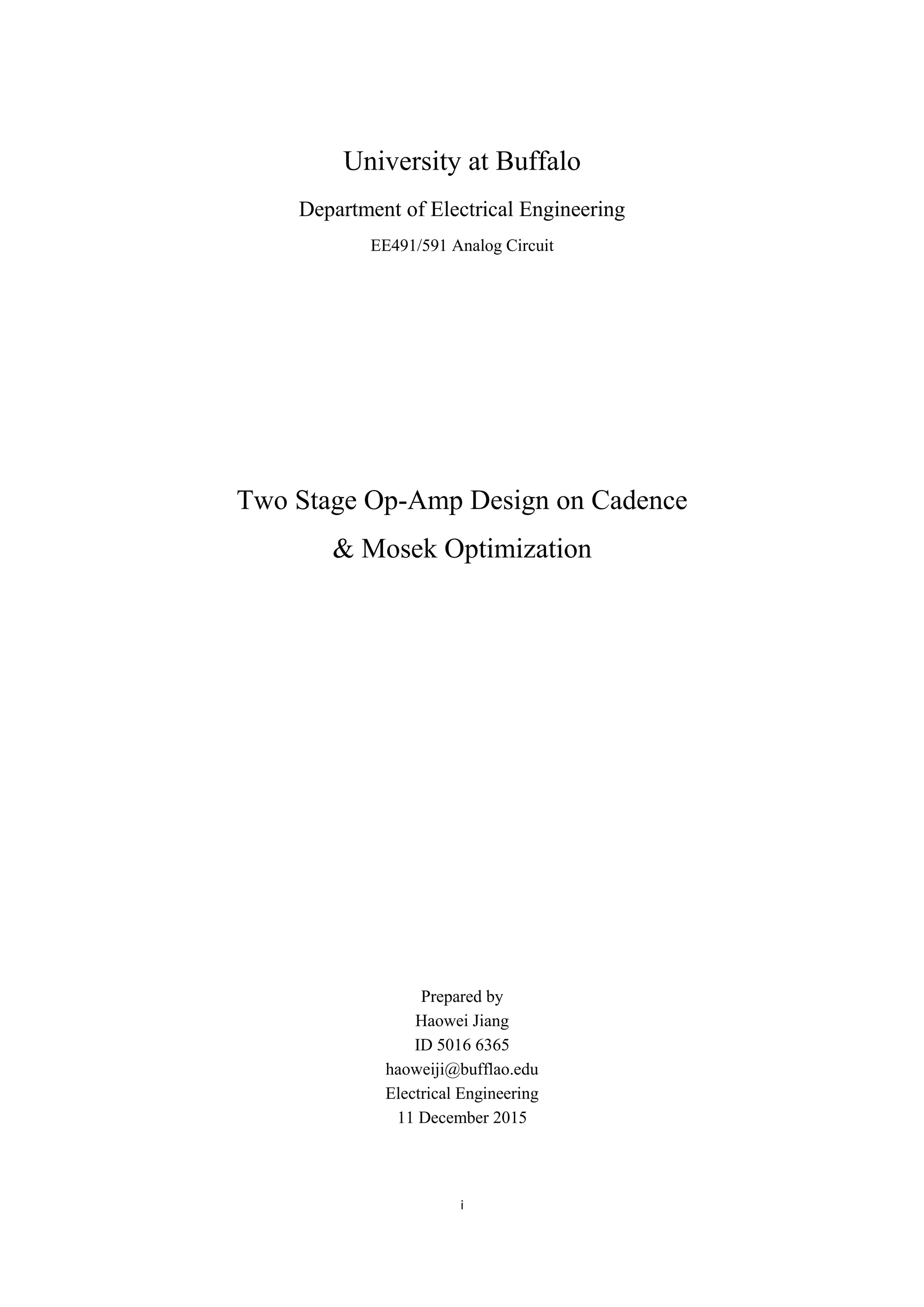 Two stage op amp design on cadence | PDF