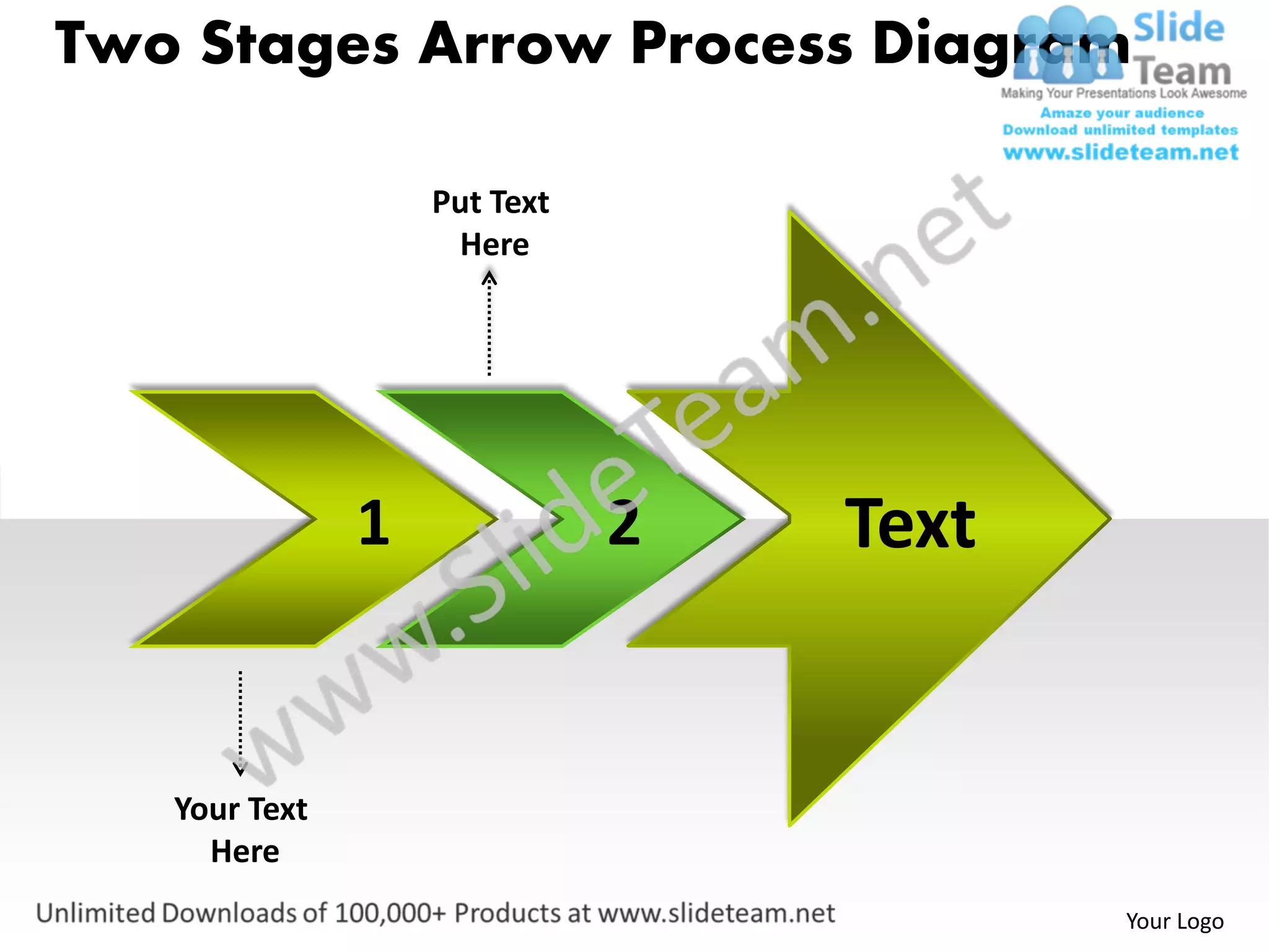Two stages arrow process diagram production flow charts power point ...