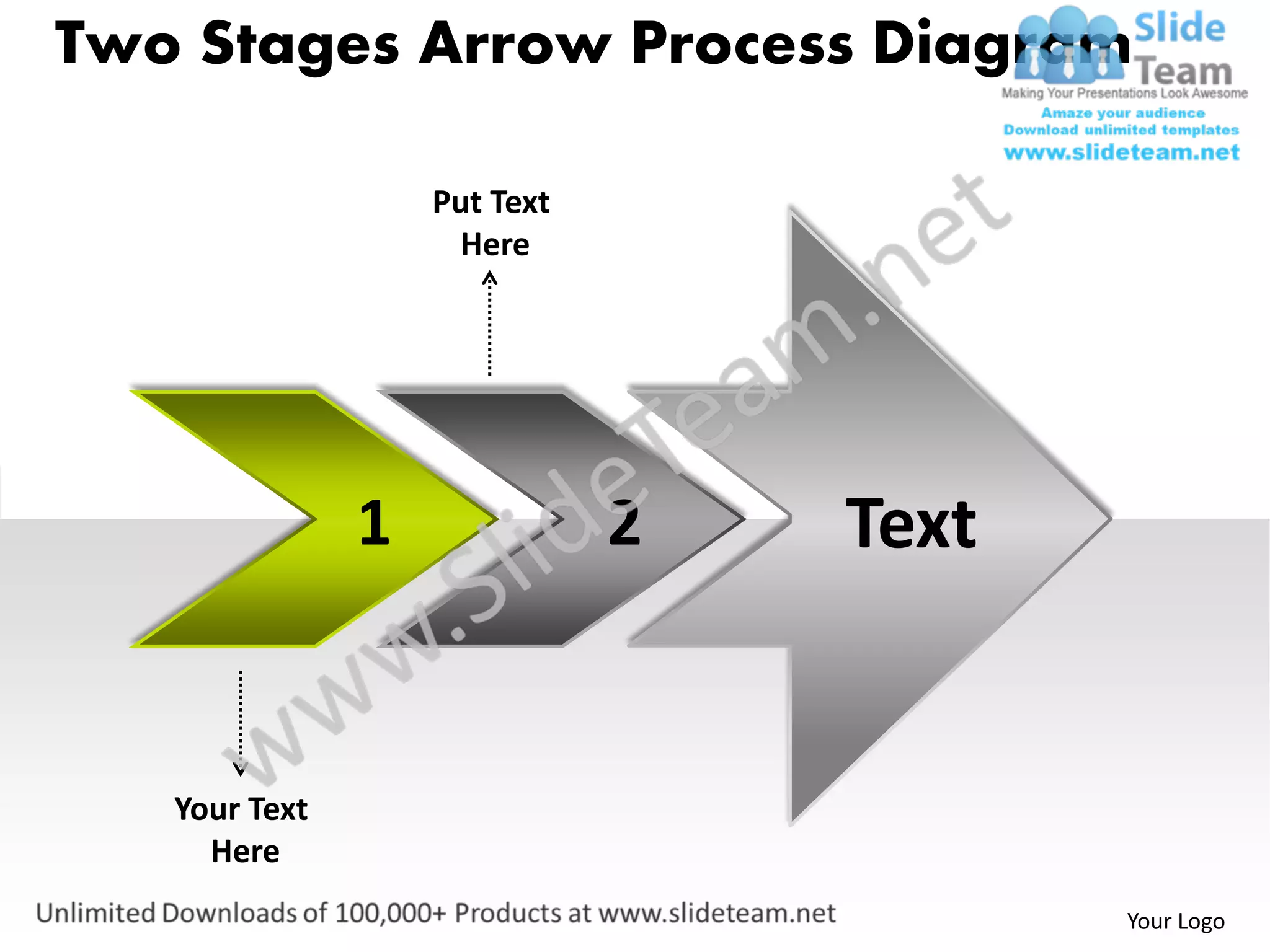 Two stages arrow process diagram production flow charts power point ...