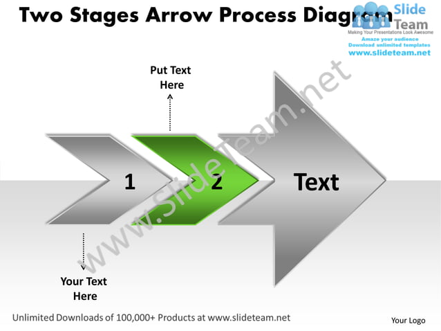 Two stages arrow process diagram production flow charts power point ...