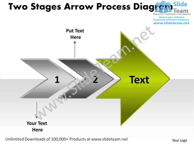 Two stages arrow process diagram production flow charts power point ...