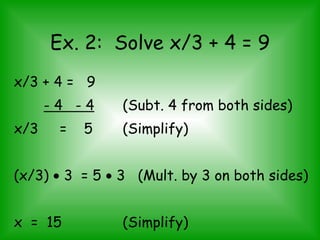 Two Step Equations | PPT