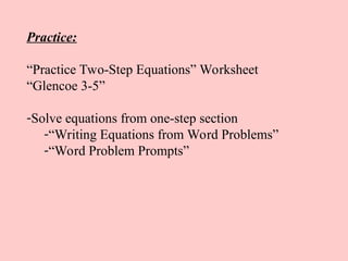 Two Step Equations.ppt.................... | PPT
