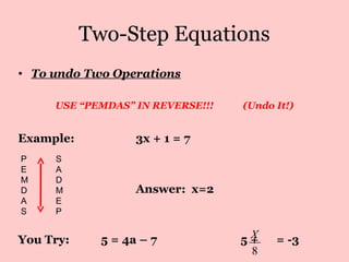 Two Step Equations.ppt.................... | PPT