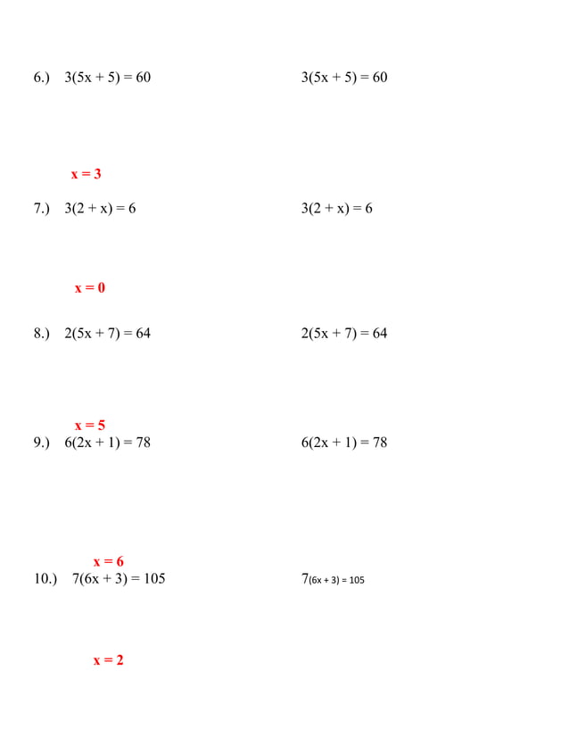 Two step equations distributive | DOC