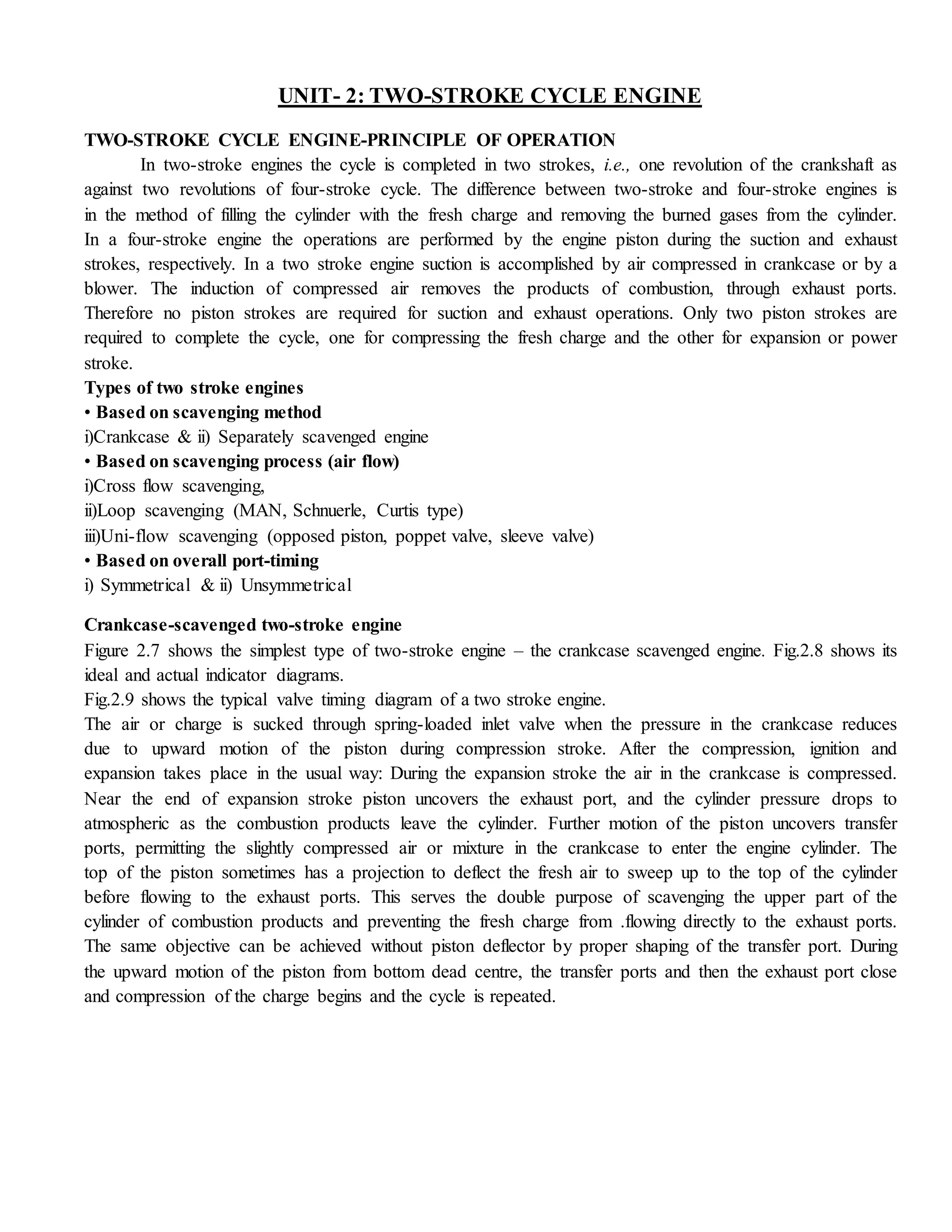 Two-stroke engine scavenging process | PDF