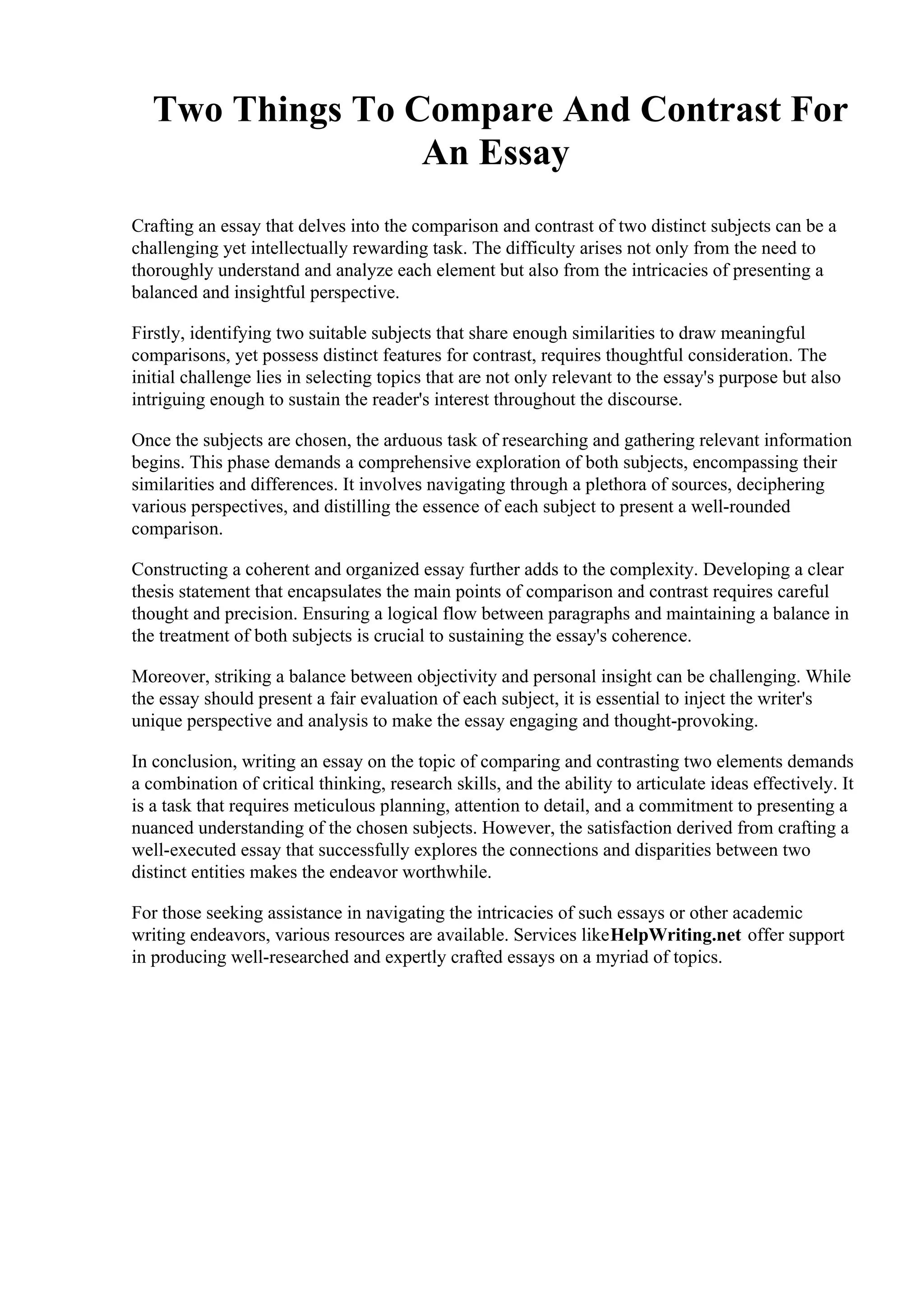 Two Things To Compare And Contrast For An Essay.pdf