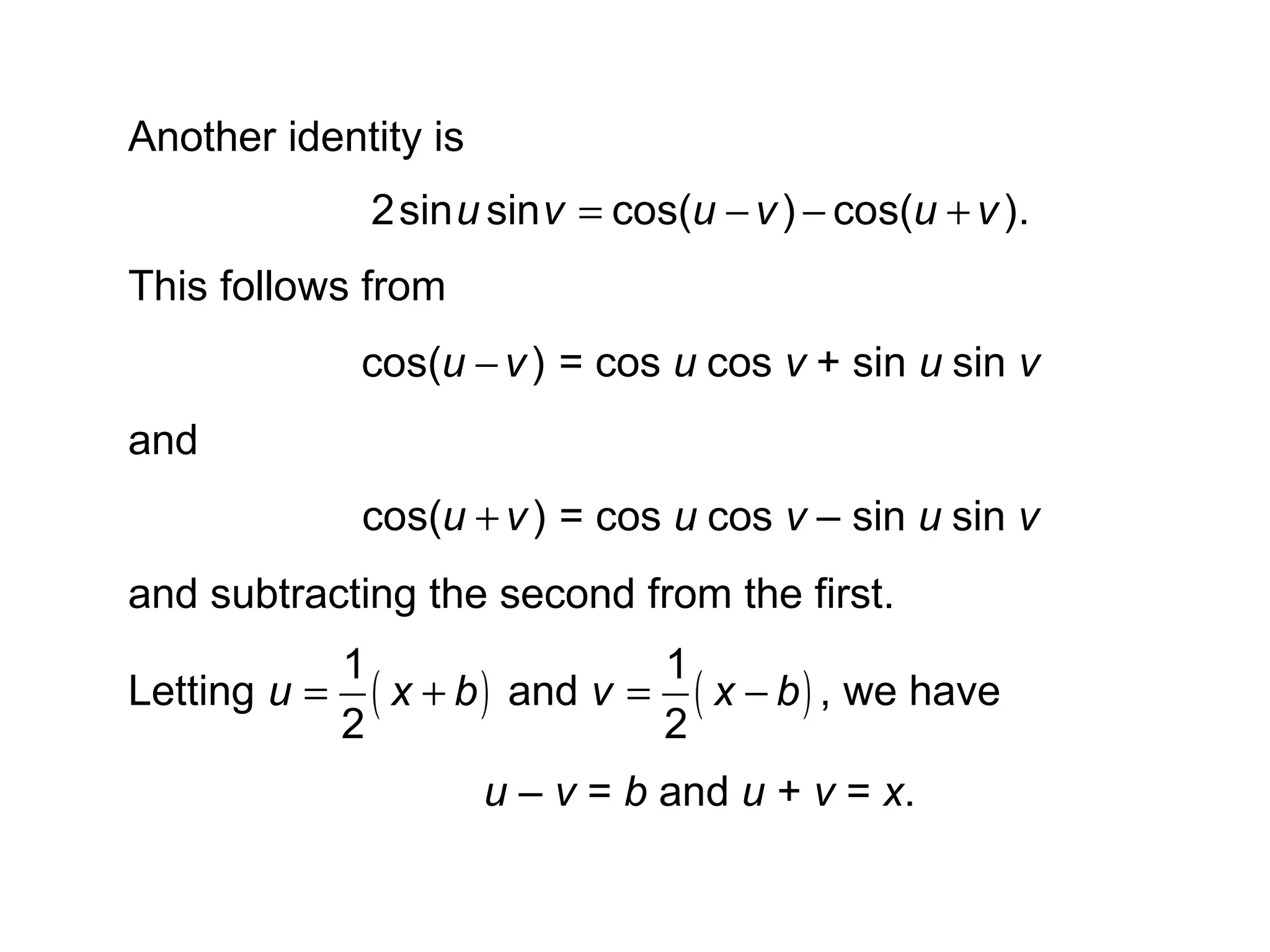 Two trig identities | PPT