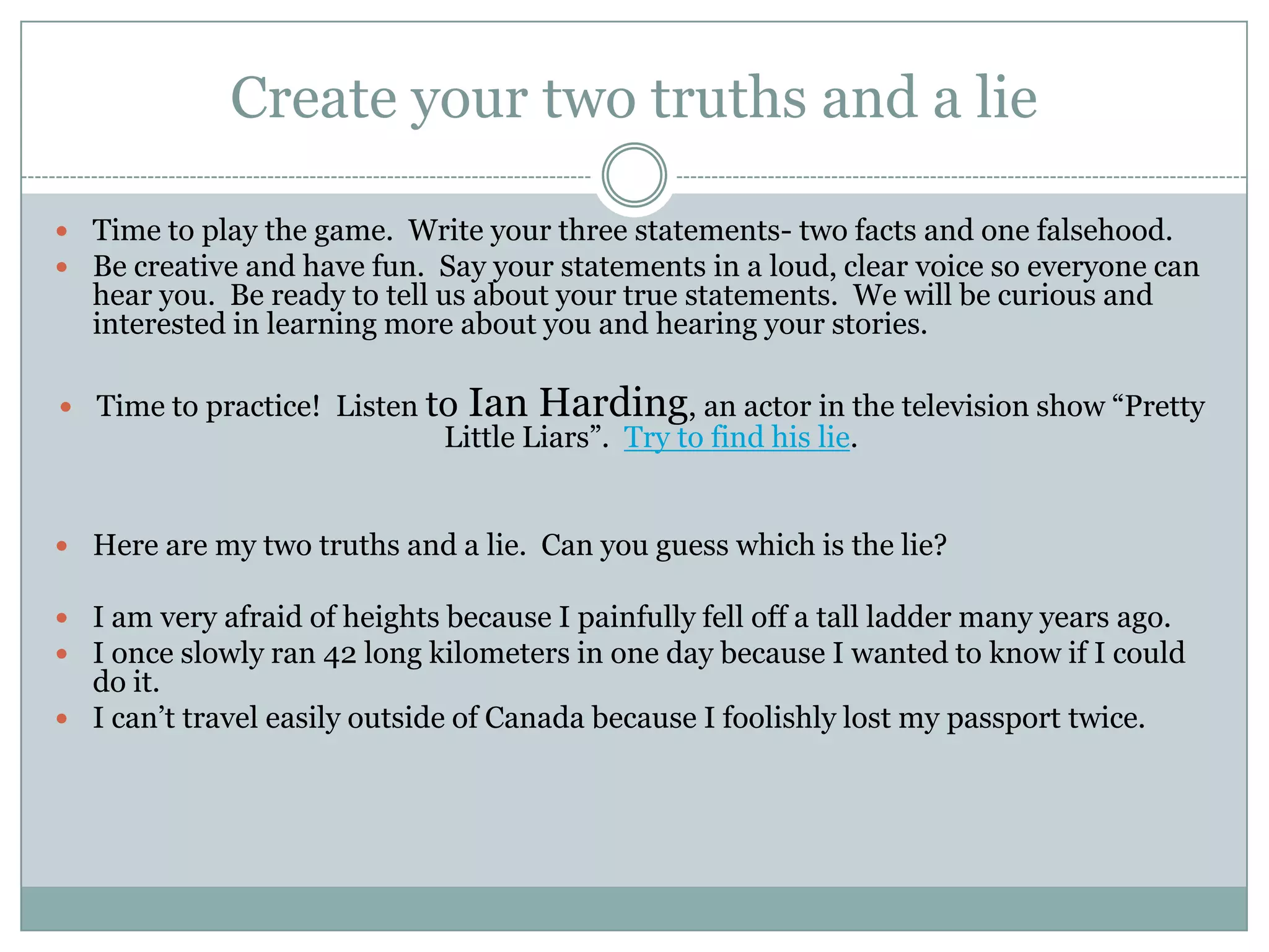 Two truths and a lie | PPTX