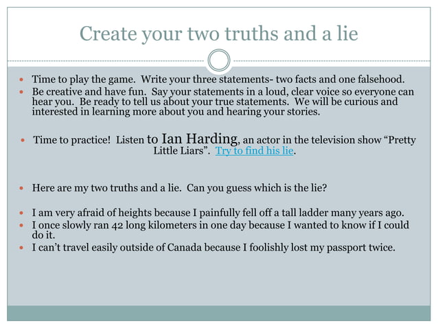 Two truths and a lie | PPTX