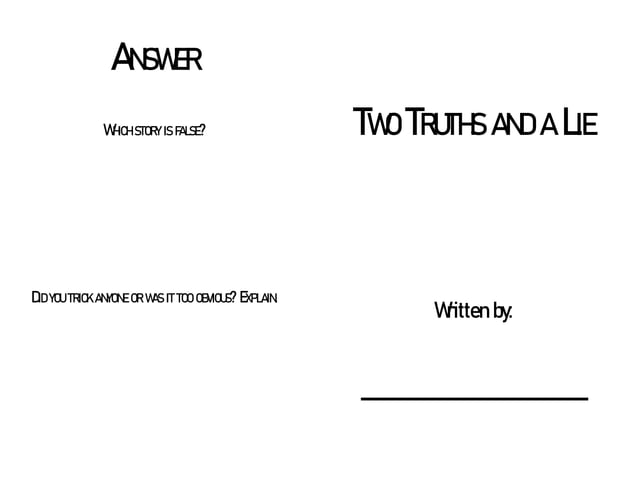 Two Truths and a Lie Activity Book | PPT