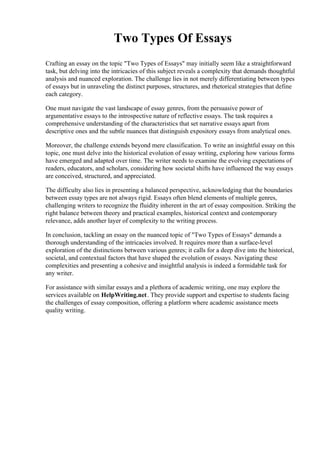 Two Types Of Essays. Minneapolis Community and Technical College | PDF