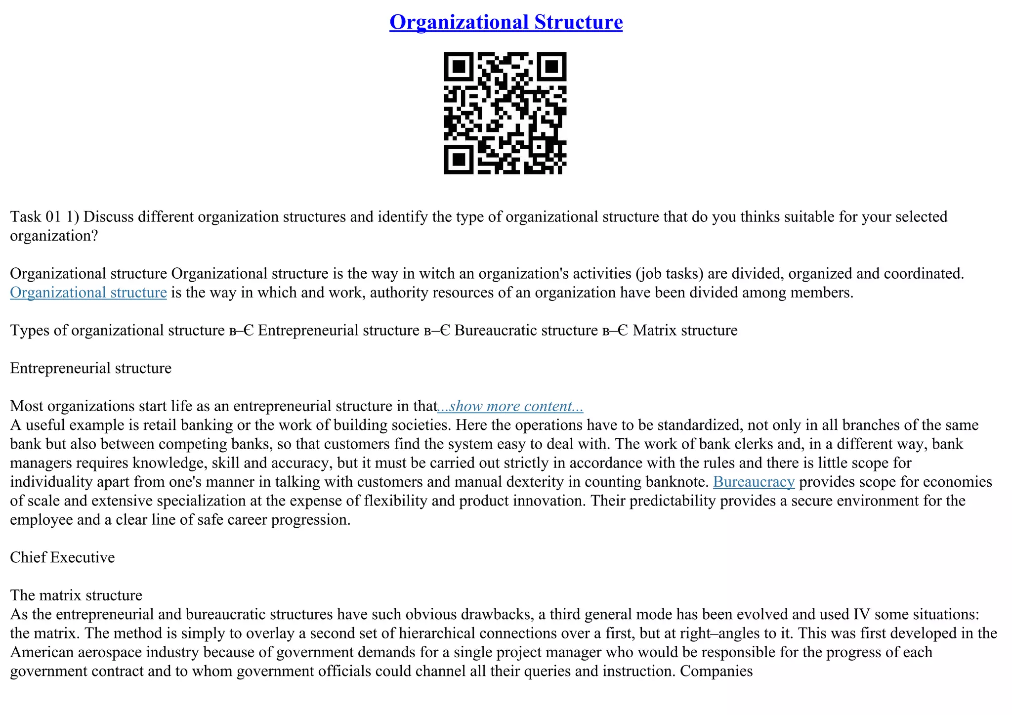 Two Types Of Organizational Structure | PDF