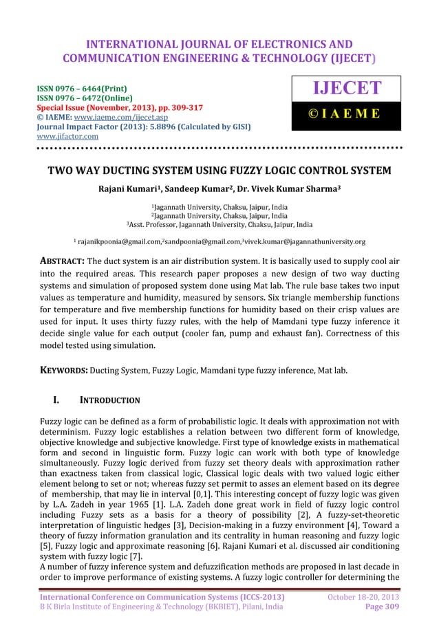 Two way ducting system using fuzzy logic control system | PDF